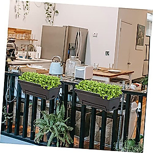 HANABASS Hanging Flower Pot Bonsai Railing Hanging Patio Balcony Basket Pots Plant Iron Holder Fence Shelf Pot Display Flowerpot Flower Planter Rack Rail Stand Crafts Rectangular Planter