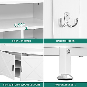 YITAHOME Entryway Bench with Coat Rack, 4-in-1 Hall Tree with Shoe Storage Bench, 7 Hooks and Bottom Shoe Cabinet for Hallway, Entryway, Bedroom, White