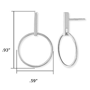 Boma Jewelry Sterling Silver Geometric Drop Hoop Post Earrings