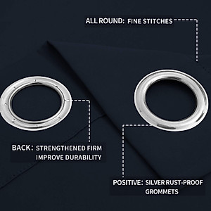 Easy-Going Blackout Curtains for Bedroom, Solid Thermal Insulated Grommet and Noise Reduction Window Drapes, Room Darkening Curtains for Living Room, 2 Panels(52x84 in,Navy)