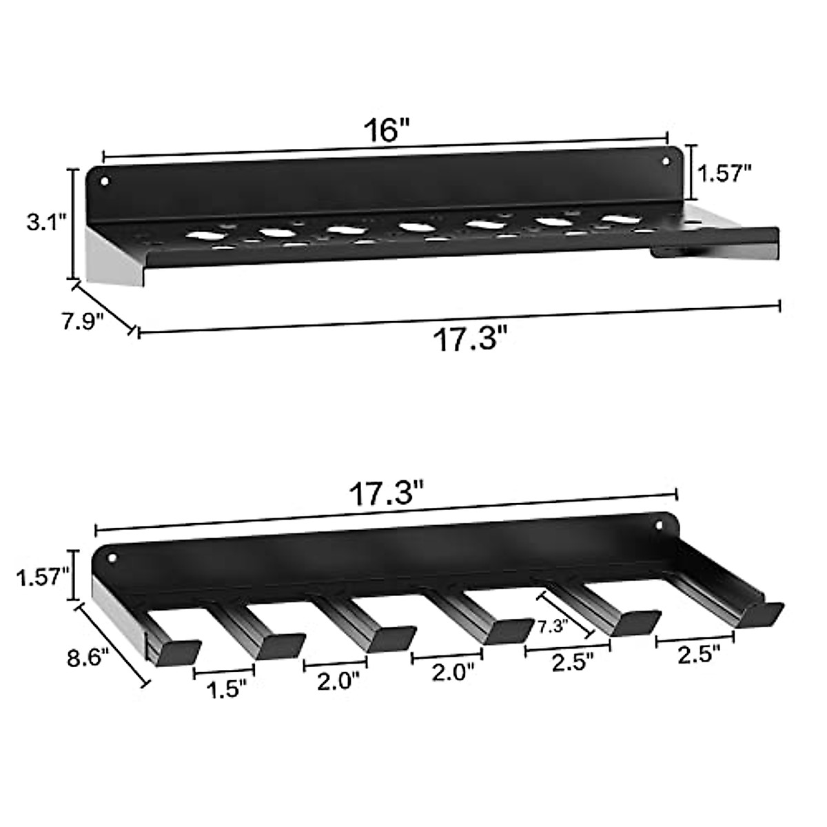 TORACK Wall Mount Power Tool Organizer, Cordless Drill Holder with 5 Slots and Storage Shelf, Power Tool Storage Rack for Garage, Home, Shed