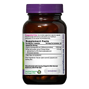 Oregon's Wild Harvest Ashwagandha Ginkgo Organic Non-GMO Herbal Supplements Vegan Plant sourced Capsules | Support for Calm and Relaxed Mind, 90 Count