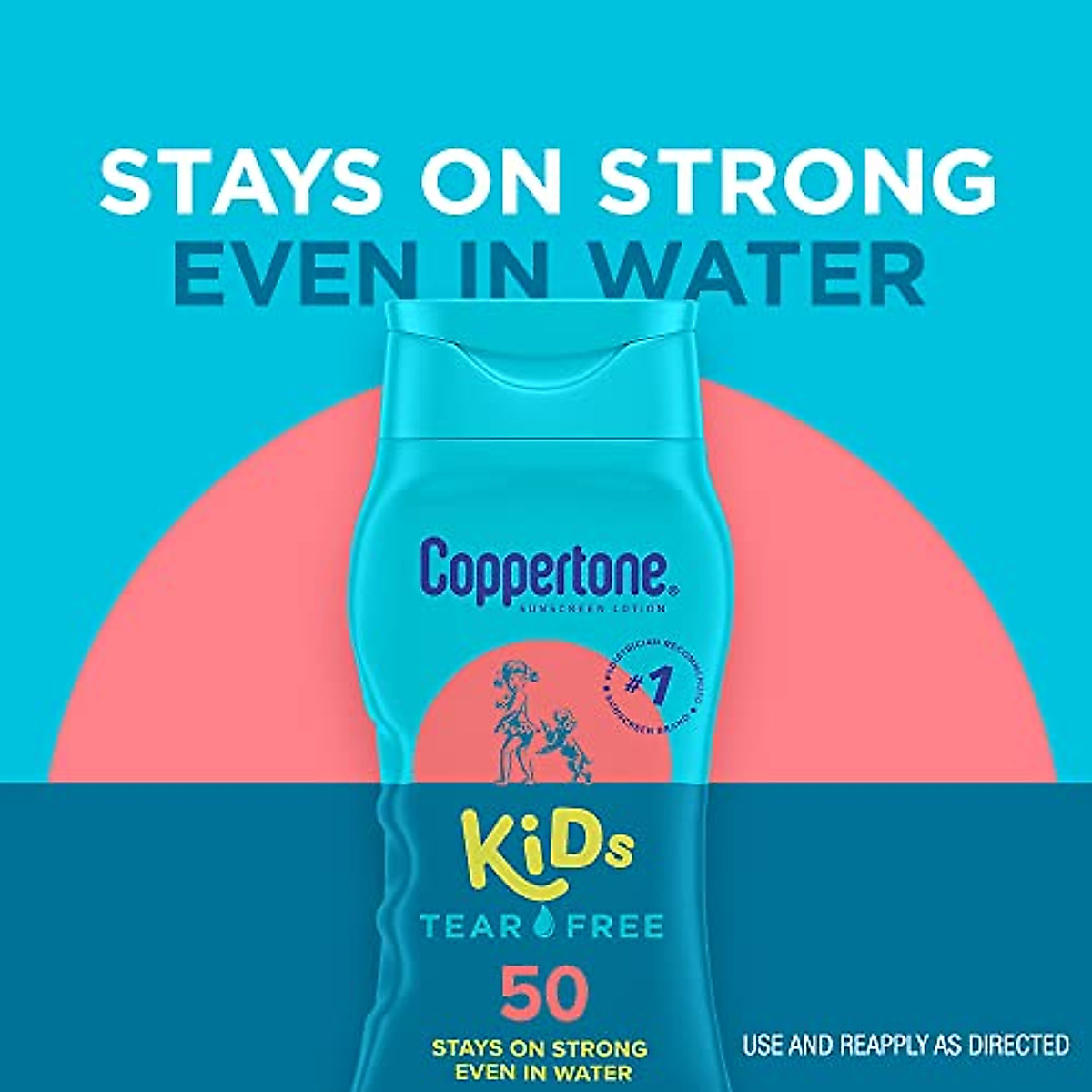 Coppertone Kids Sunscreen Lotion SPF 50, Water Resistant Sunscreen for Kids, #1 Pediatrician Recommended Sunscreen Brand, Tear Free Sunscreen Lotion, 8 Fl Oz Bottle