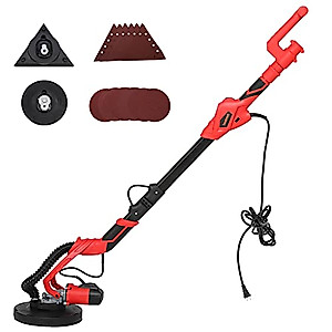 Towallmark Drywall Sander 710W, 2-in-1 Dual-Head Electric Drywall Sander, Variable Speed 1100-2100RPM with 13-Foot Dust Hose, Ceiling Sander with 12 Sand Pads and Dust bag