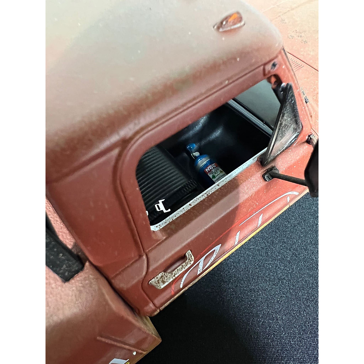 1970 F-350 Ramp Truck Red Primer (Rusted) Porkchop's Chop Shop 1/18 Diecast Model by Acme A1801416