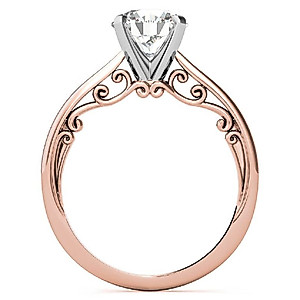 10K Solid Rose Gold Handmade Engagement Rings, 2 CT Oval Cut Moissanite Diamond Solitaire Bridal/Wedding Ring for Women/Her, Minimalist Rings Anniversary Ring For Gifts (7.5)