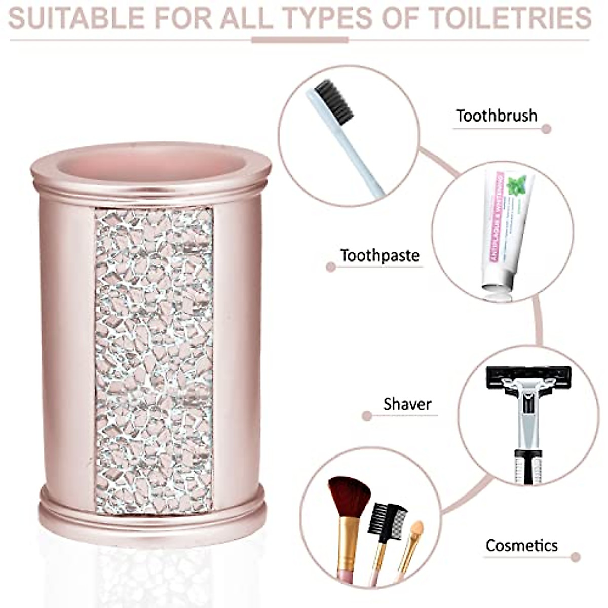 Popular Bath Sinatra Modern Bath Tumbler Modern Classic Contemporary Decorative Beautiful Designs Bathroom Decor for Home Luxury Bath, Blush