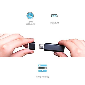 LightREC - Mini Voice Activated Recorder, Lightweight Aluminium Case, 26 Hours Recording Battery Time, 94 Hours Capacity - by aTTo Digital