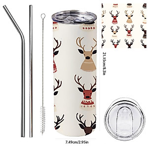 Medpol Christmas Deer insulated tumblers，Christmas Deer coffee cup Gift，Christmas Deer Drinking Glasses-Tea Cup-Coffee Mug tumbler with lid and straw 20 oz insulated tumbler cups