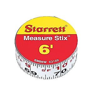 Starrett Tape Measure Stix with Adhesive Backing - Mount to Work Bench, Saw Table, Drafting Table - 3/4" x 6', English Metric, Left-Right Reading - SM66W