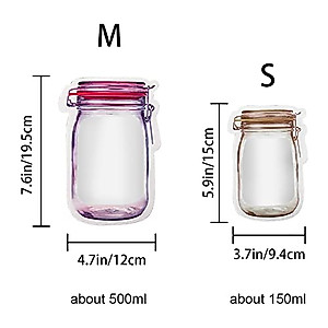 Enkrio 18 Pack Reusable Zip lock Snack Bags, Mason Jar Zipper Food Saver Snack Sandwich Ziplock Bags Leakproof Storage Bags for Travel Camping(3Small,4Medium,8Large,3Tall)