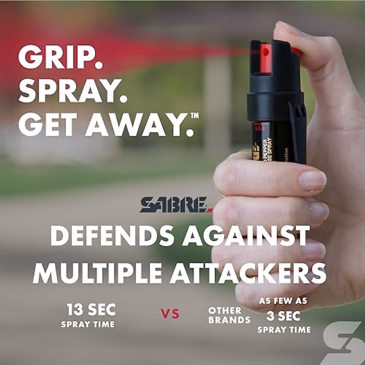SABRE Home Defense Pepper Projectile Launcher, Large Size with (7) 0.68 Cal. Projectiles - 40% More Stopping Power for Extra Home Protection, 6.89”W x 8.56”H, and Made in USA SABRE Pepper Gel Canister