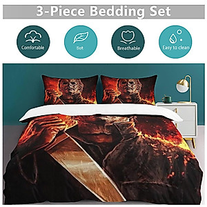 Pbunlkl Michael Killer Myers 3-Piece Bedding Set Duvet Cover Pillow Shams Set Soft Lightweight Comforter Cover Set 102"x90"
