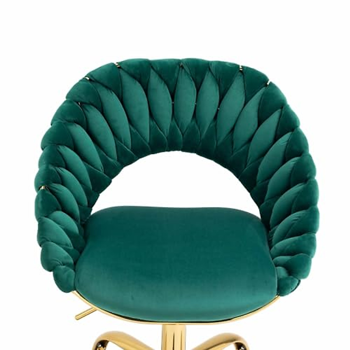 EXZLFA Home Office Desk Chair,Modern Velvet Computer Task Armchair with Height Adjustable and 360° Swivel, Vanity Gold Metal Frame Makeup Chair for Living Room (Emerald)