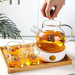 Hwagui - Glass Teapot With Infuser For Loose Tea And Blooming Tea, Heat Resistant Glass Teapot And Kettle For Stovetop, Perfect Tea Maker, 1000ml/33oz