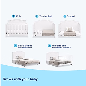 Graco Paris 4-in-1 Convertible Crib - Fits Standard Mattress, Elegant Detailed Headboard, Converts to Full-Size Toddler Daybed, Non-Toxic Finish, Expert Tested for Safer Sleep, White