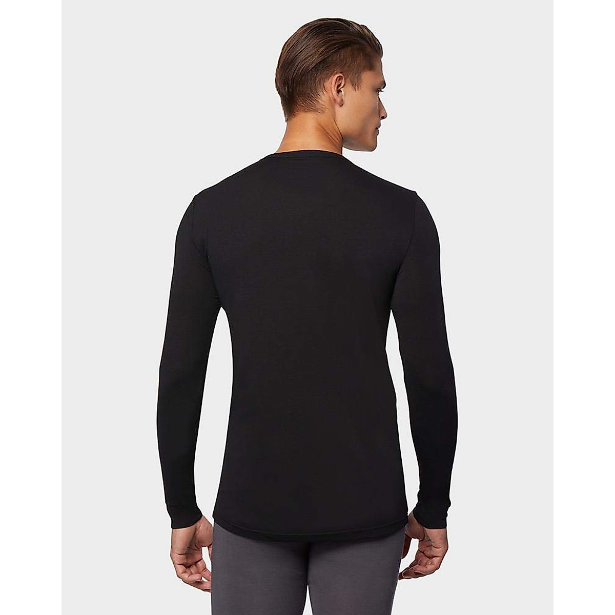 32 Degrees Heat Mens Performance Thermal Baselayer Crewneck Long Sleeve Top, Black, X-Large