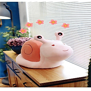 SEENEEY Cute Cartoon Snail Doll Plush Toy Children's Birthday Gift Big Snail Pillow Doll, Yellow, 11.8 Inches.