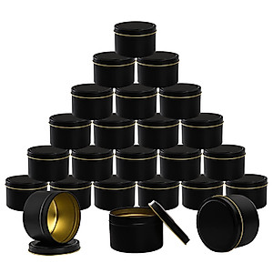 Frcctre 24 Pack Candle Tin, 8 Oz Black Metal Candle Jar with Lid, Bulk Candle Jar Candle Containers for DIY Candle Making, Arts, Crafts, Storage and Gifts