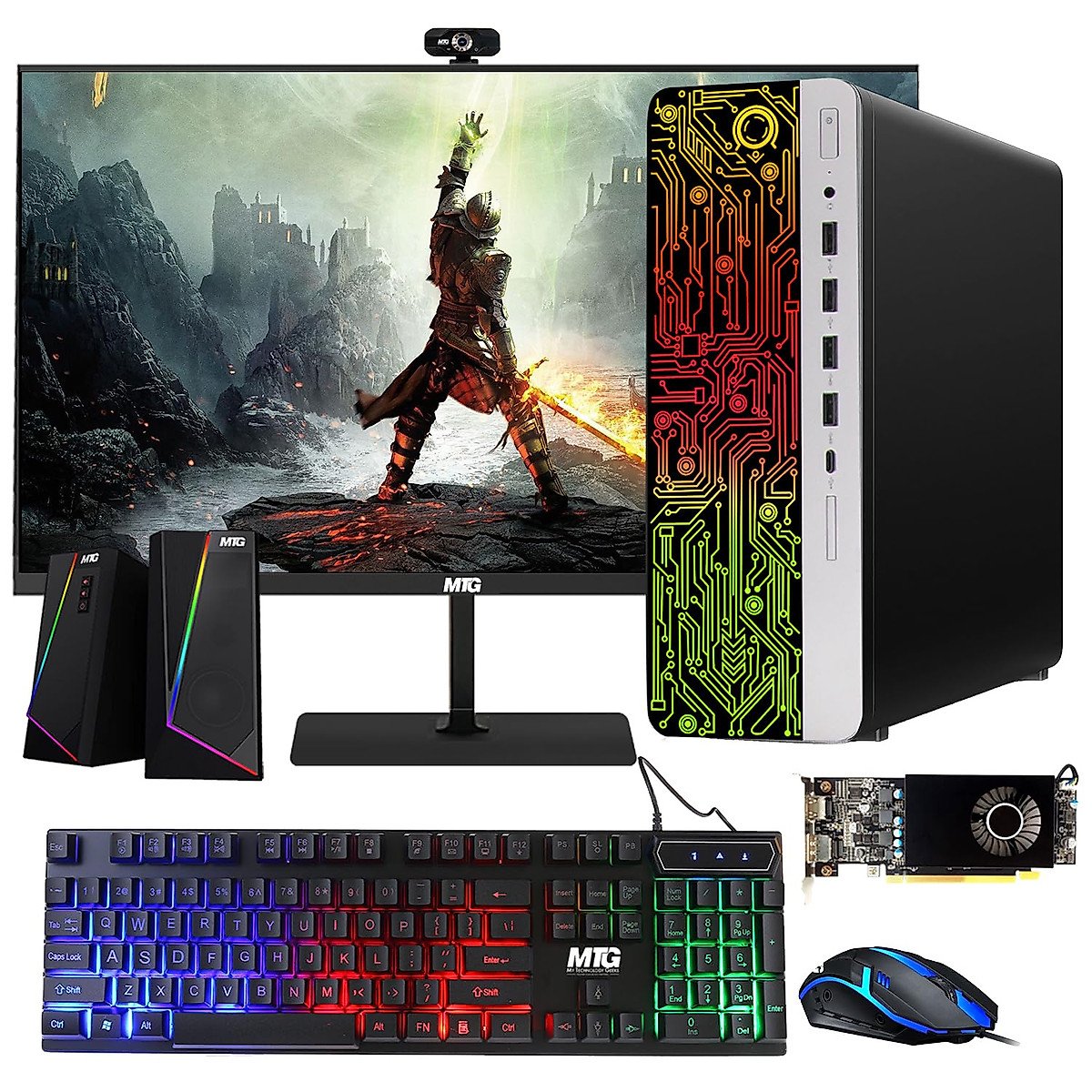 HP G3 Gaming Desktop PC, Intel Core i7 6th Gen, AMD RX 550 Graphics, 32GB RAM, 1TB SSD + 3TB HDD, MTG 27 Inch Monitor, RGB Keyboard Mouse, Speaker, Webcam, WiFi, Win 10 Pro (Renewed)
