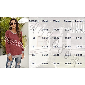 Aokosor Womens Tunic Sweaters to Wear with Leggings Long Sleeve Shirts V Neck Pink M Trendy Clearance