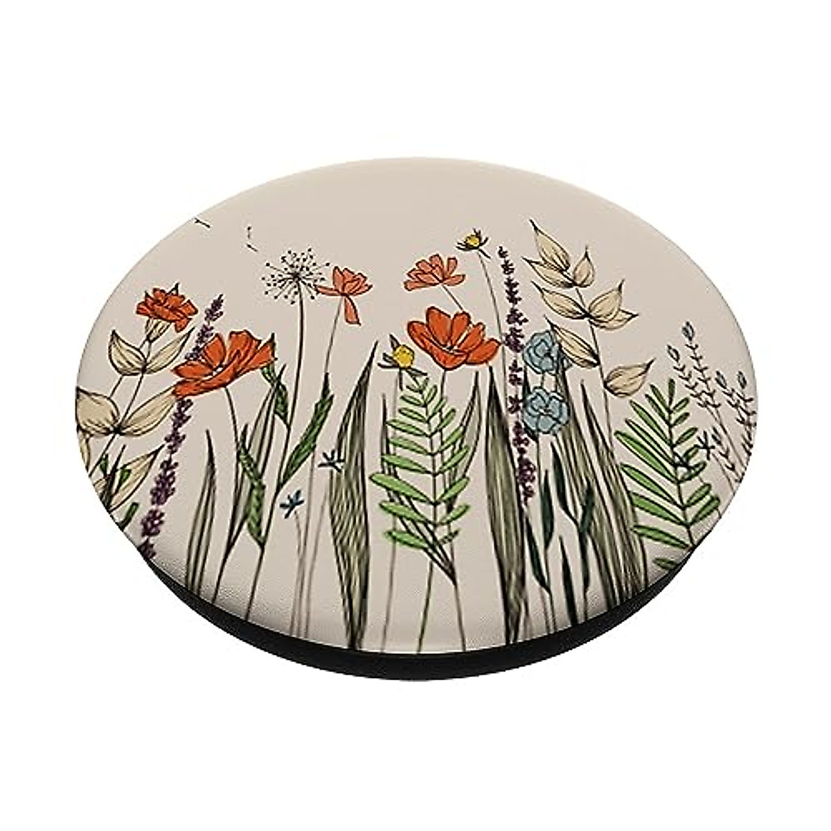 Cute Summer Wildflowers Pattern Design Floral on Beige PopSockets Standard PopGrip