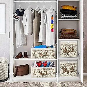 WELLDAY Storage Basket Western Desert Cowboy Foldable 11 x 11 x 11 in Cube Storage Bin Home Decor Organizer Storage Baskets Box for Toys, Books, Shelves, Closet, Laundry, Nursery