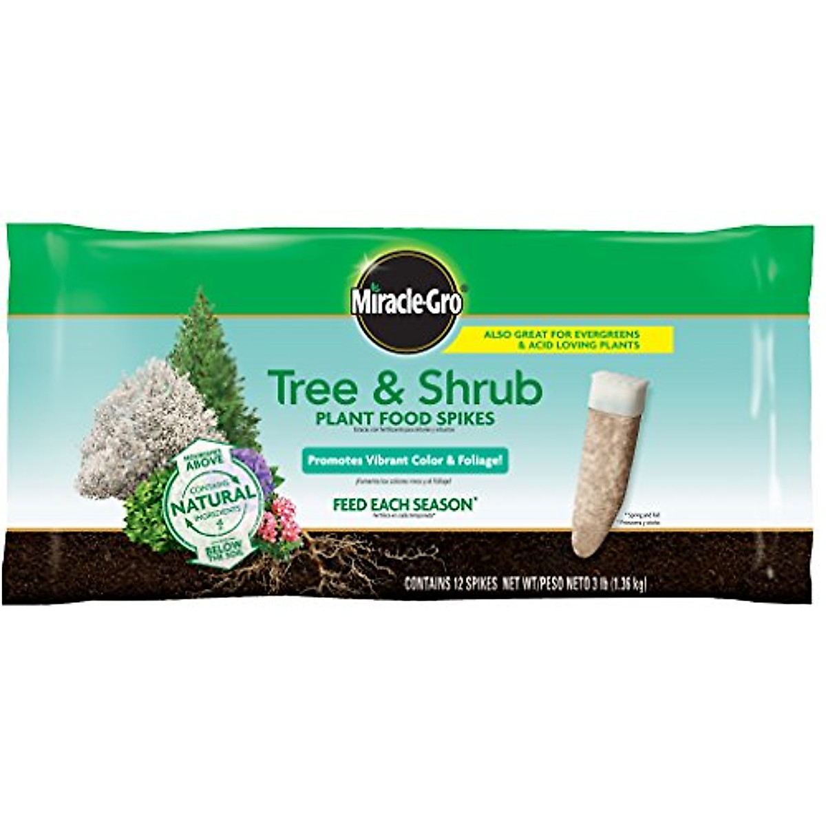 Miracle-Gro Tree & Shrub Plant Food Spikes, 12 Spikes/Pack, 12 count (Pack of 1)