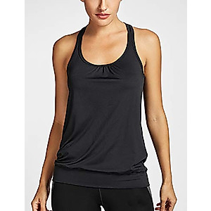 SYROKAN Women's Active Racerback Athletic Sports T-Shirt Long Yoga Crop Tank Top Black X-Large
