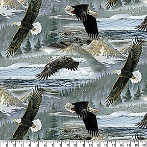 Eagles Soaring Cotton Fabric, 1 Yard PRECUTS
