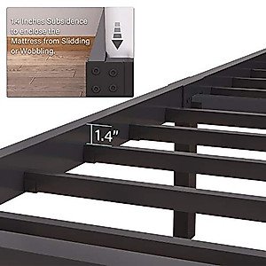 45MinST 14 Inch Reinforced Platform Bed Frame/3500lbs Heavy Duty/Easy Assembly Mattress Foundation/Steel Slat/Noise Free/No Box Spring Needed, Queen