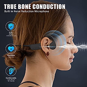 Bone Conduction Headphones, Open Ear Headphones Wireless Bluetooth 5.3, 32G Mp3 Player, Ip68 Waterproof Swimming Headphones, Built-In Mic, True Wireless Headphones For Sports, Running, Cycling, Black