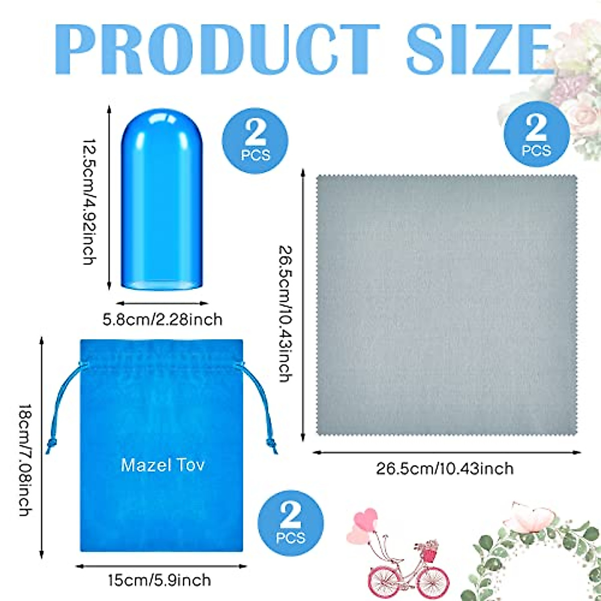 Suclain Jewish Style Wedding Chuppah Breaking Glass Blue Color Glass Vessel Wedding Engagement Gift with Drawstring Bag for Jewish Style Wedding (1 Pcs)