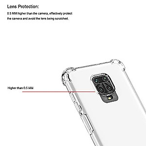 Urspasol for Xiaomi Redmi Note 9 Case with Tempered Glass Screen Protector Crystal Clear Ultra Slim Lightweight Phone Cover Shock-Absorption Bumper Transparent Shockproof