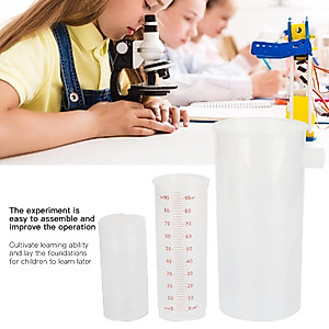 Plastic Graduated Cylinder,Physics Experiment Measuring Test Tube Set with Overflow Cup,Weight and 2 Hook,Suitable for Physics Teaching(Buoyancy Principle Experimental Equipment)