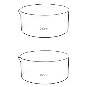 QWORK 2000ml Crystallizing Dishes, 2 Pack Flat Bottom Lab Dishes with Spout and Heavy Rim, Borosilicate 3.3 Glass for Professional Laboratories, Science Classrooms, Kitchen, Crafts, OD 200mm