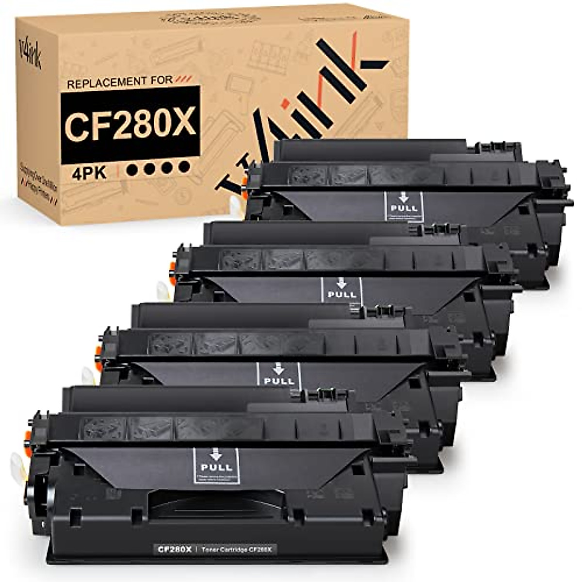 v4ink 4PK Compatible Toner Cartridge Replacement for HP 80X CF280X 80A CF280A Toner Ink High Yield for HP Pro 400 M401 M401a M401d M401dn M401dne M401dw M401n MFP M425dn M425dw Printer