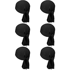 6 Pieces Sweat Wicking Beanie Cap Helmet Liner Skull Cap Breathable Cycling Head Wrap for Women Men Outdoor Activities (Black)