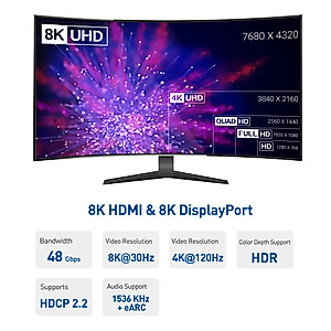 Cable Matters 8K or Dual 4K @60Hz USB-C to HDMI and DisplayPort Adapter in Gray -Thunderbolt 4 and USB4 Compatible for DELL XPS, Surface Pro, MacBook and More(macOS only supports one extended display)