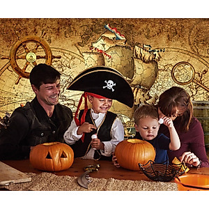 Pirate Backdrop Nautical Treasure Hunt Map Pirate Themed Photography Background Adventure Places Kids Boys Birthday Party Decorations Banner Photo Studio Booth Props 10x8ft