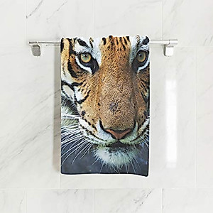 DOMIKING Tiger Print Soft Hand Towels for Bathroom Decorative Guest Towels fingertip Towels for Hotel Spa Gym,16 x 30 inches