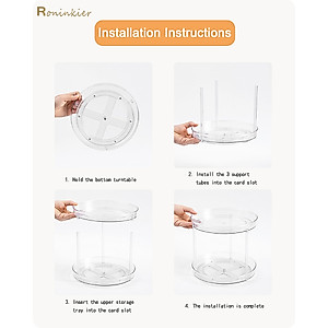 Roninkier 2-Tier Clear Lazy-Susan Turntable – 11-Inch Pantry Spice-Rack Cabinet-Organizer – Plastic Lazy Susan Makeup Organizer for Bathroom Countertop