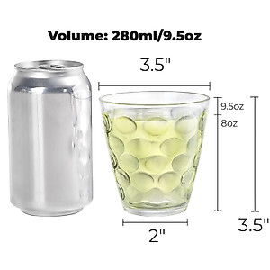 Hiceeden Set of 9 Plastic Tumblers Drinking Glasses, 9.5 Oz Unbreakable Clear Water Cups, Reusable Drinking Cups Wine Glasses for Juice, Beverages, Drinks, BPA Free, Stackable, Dishwasher Safe