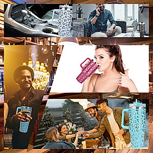 QEAGVJ 40oz Cow print Insulated Tumbler With Lid and Straws,Stainless Steel Coffee Tumbler with handle,Double Vacuum Leak Proof Travel Mug Coffee Mug Cup Water Bottle For Home, Office, Party…