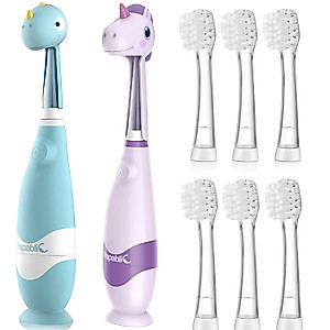 Papablic Toddler Sonic Electric Toothbrush with Covers for Babies and Toddlers Ages 1-3 Years, Debby Bundle with Arya