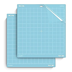 Nicapa Light Grip Cutting Mat for Cricut Maker 3/Maker/Explore 3/Air 2/Air/One (12x12 inch,2 Mats) Light Adhesive Sticky Blue Quilting Replacement Cut Mats