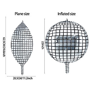 12 Pieces 22 Inch Large Silver Disco Ball Balloons Decorations Big 4D Sphere Disco Balloons for 70s 80s Disco Party Disco Ball Decor Bachelorette Bride Party Dancing Queen Party Decorations