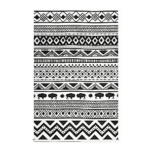 susiyo Aztec Tribal Black and White Kitchen Dish Towel, Set of 4 Pcs Soft Polyester Dish Cloth for Cooking Washing, 28 X 18 Inch
