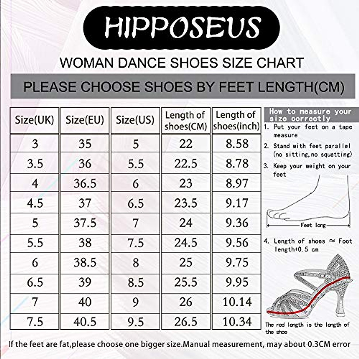 HIPPOSEUS Women's Glitter Latin Dance Shoes Black Closed Toe Ladies Ballroom Salsa Dancing Shoes for Wedding Party, 6.5 B(M) US