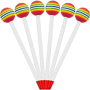 6 Pieces Lollipop Felt Drum Stick Soft Lollipop Drum Timpani Mallets Foam Head Percussion Sticks Rainbow Plastic Drumsticks for Kids Hand Percussion Toy for Adults Musical Instrument Accessories